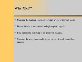 X-Ray Diffraction technique Introduction Working Principal Application.pptx