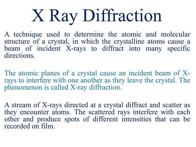 X ray diffraction | PPTX | Chemistry | Science