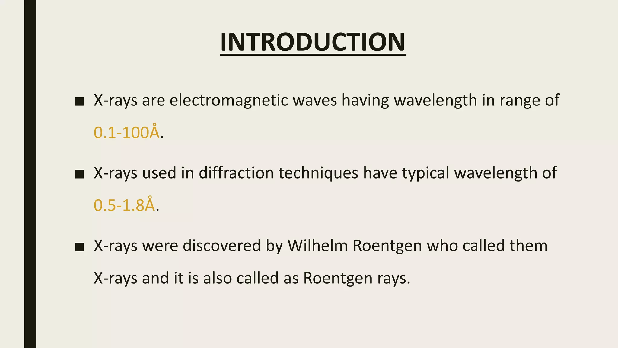 X-ray diffraction, basic principle, instruments, Bragg's law ...