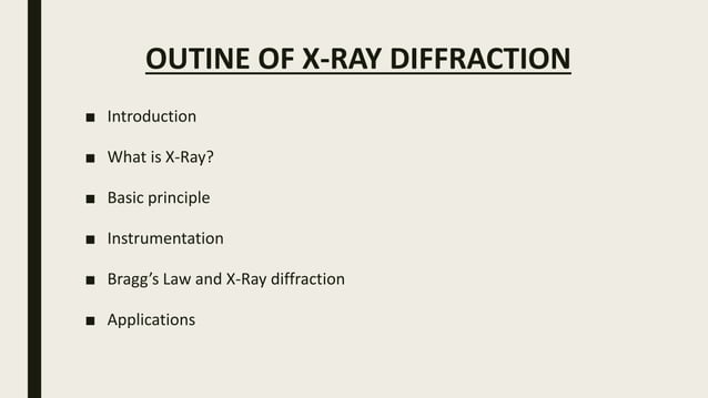X-ray diffraction, basic principle, instruments, Bragg's law ...