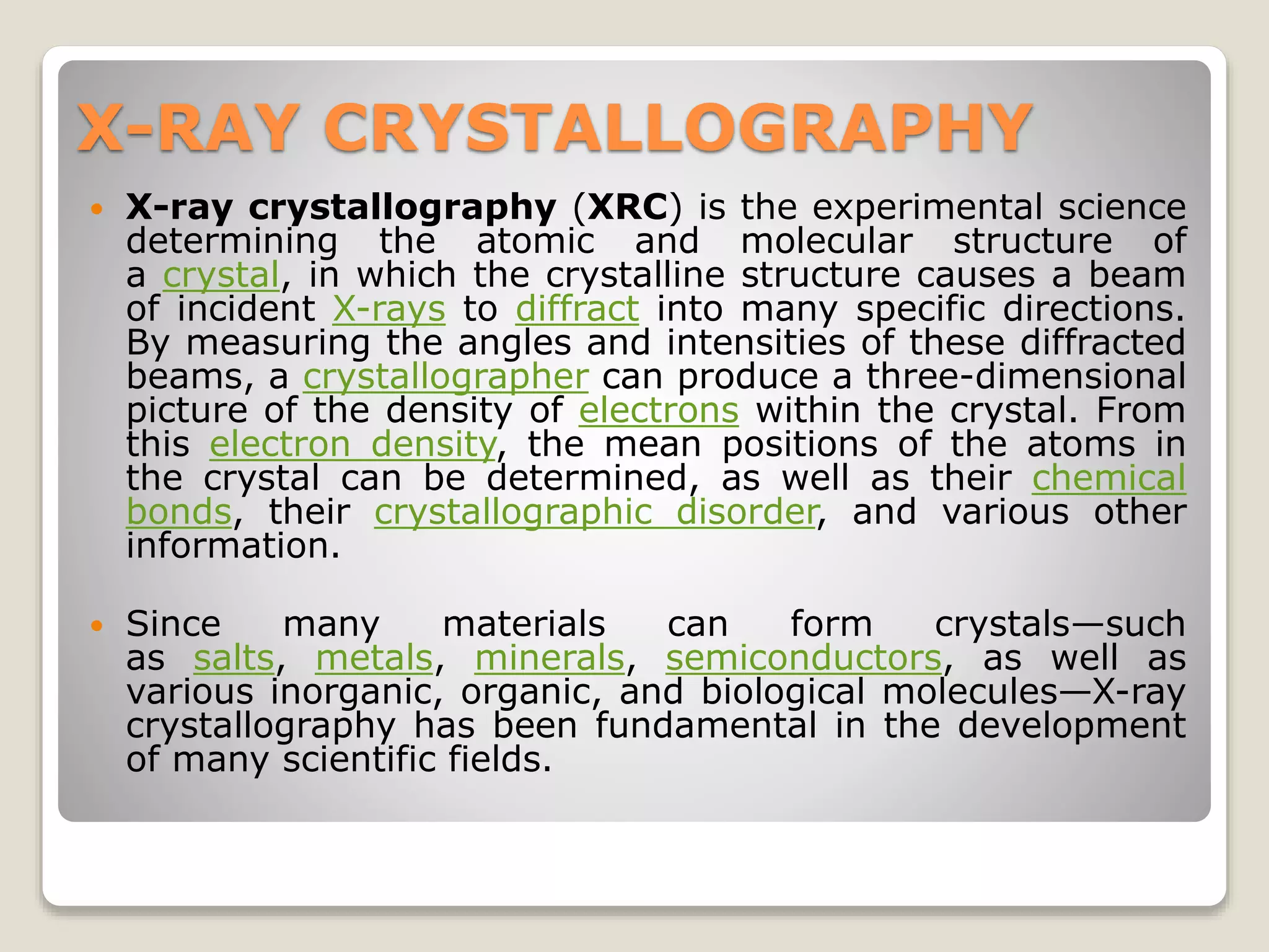 X ray diffraction method | PPTX