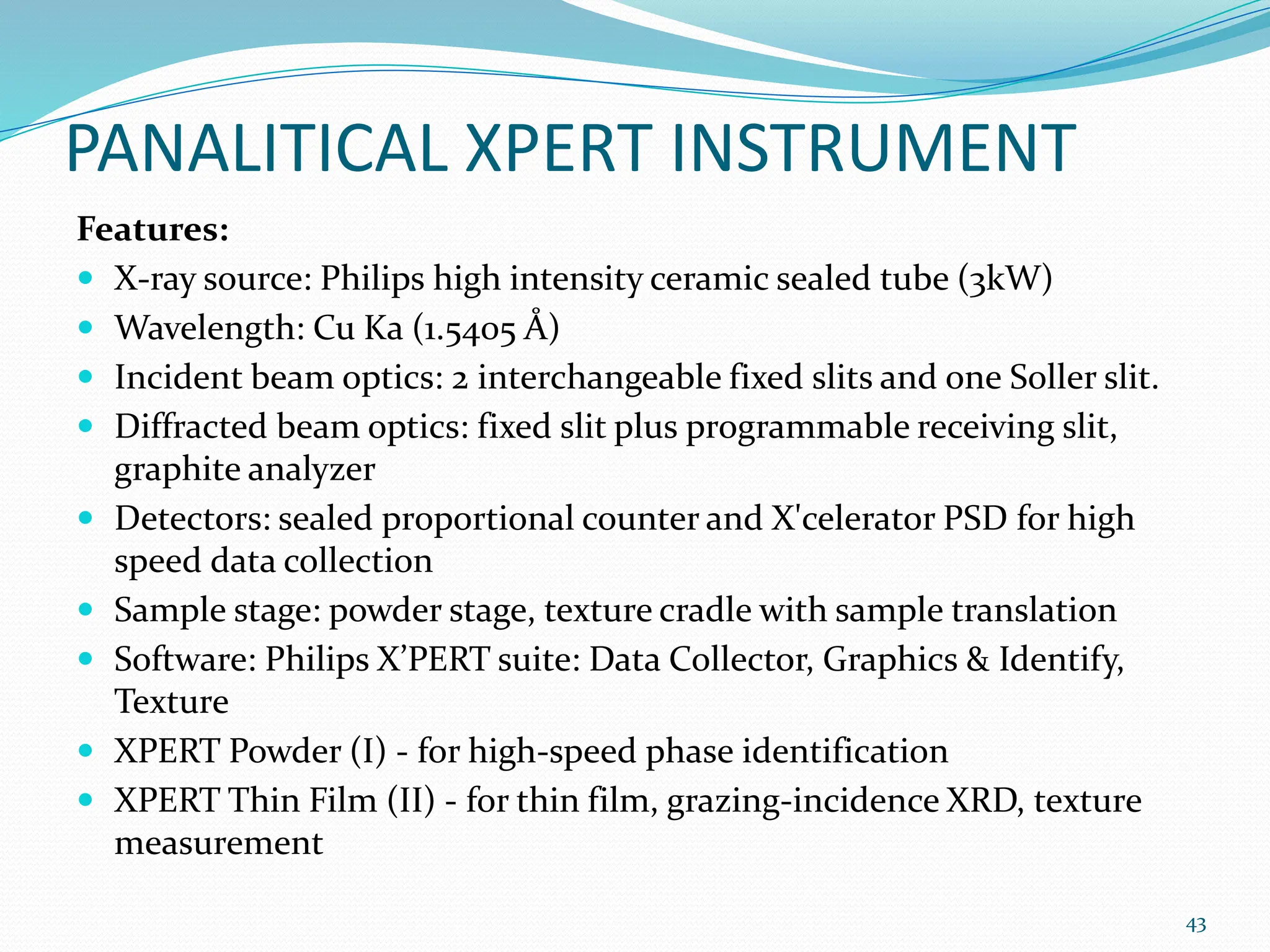 X-Ray diffraction Spec methods for analysis | PPTX