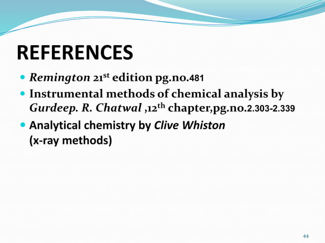 X-Ray diffraction Spec methods for analysis | PPTX