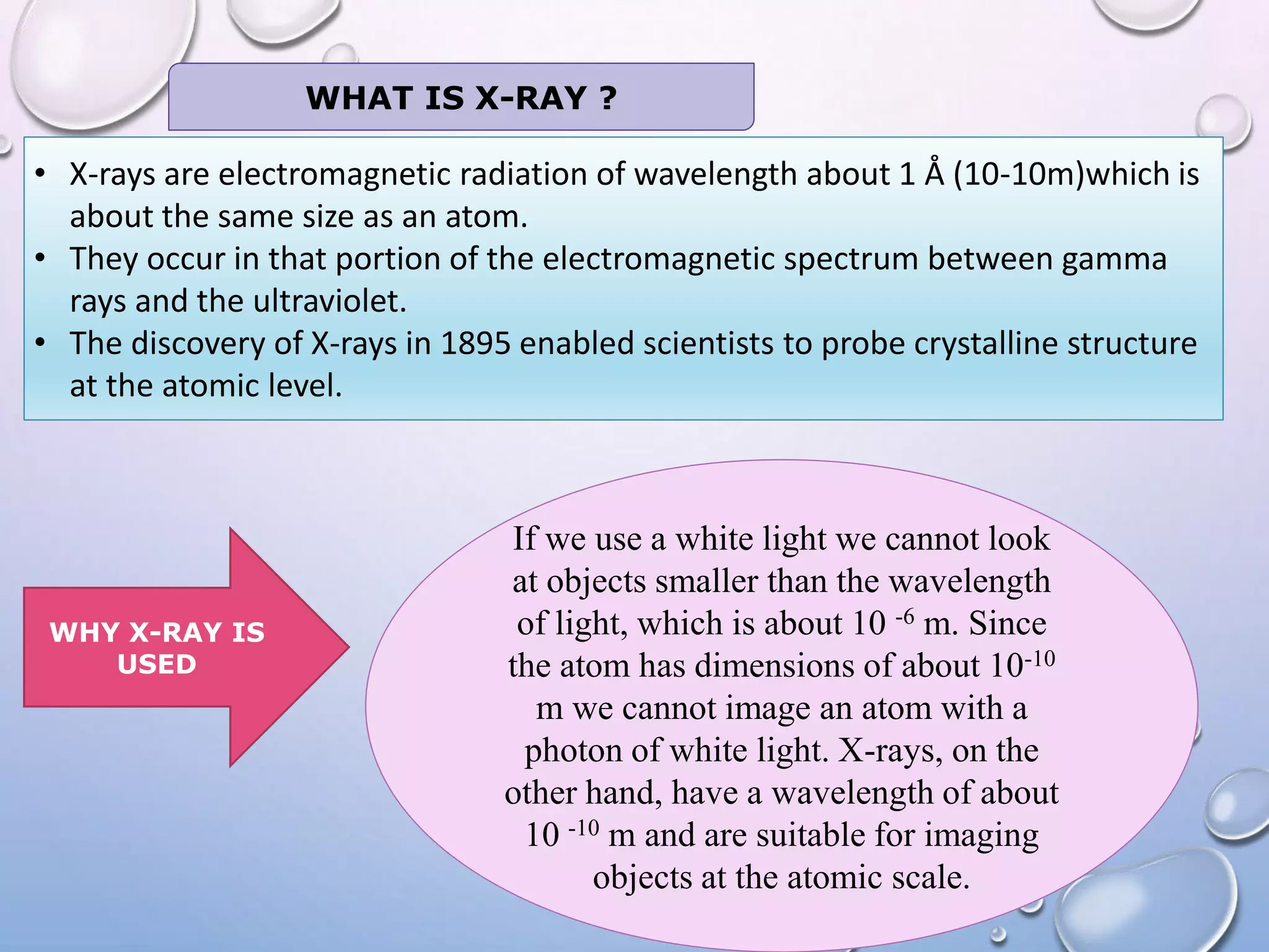 X ray diffraction(xrd) principle and use | PPTX