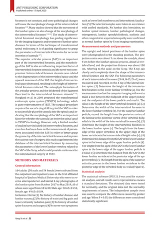 X ray measurement and analysis on parameters of intervertebral foramen ...