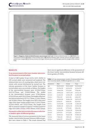 X ray measurement and analysis on parameters of intervertebral foramen ...