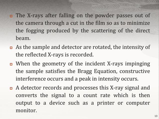 X ray powder diffraction | PPTX | Chemistry | Science