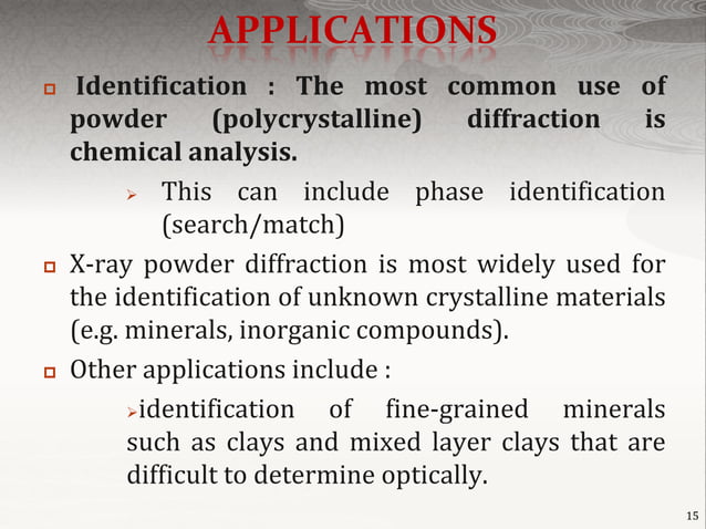 X ray powder diffraction | PPTX | Chemistry | Science