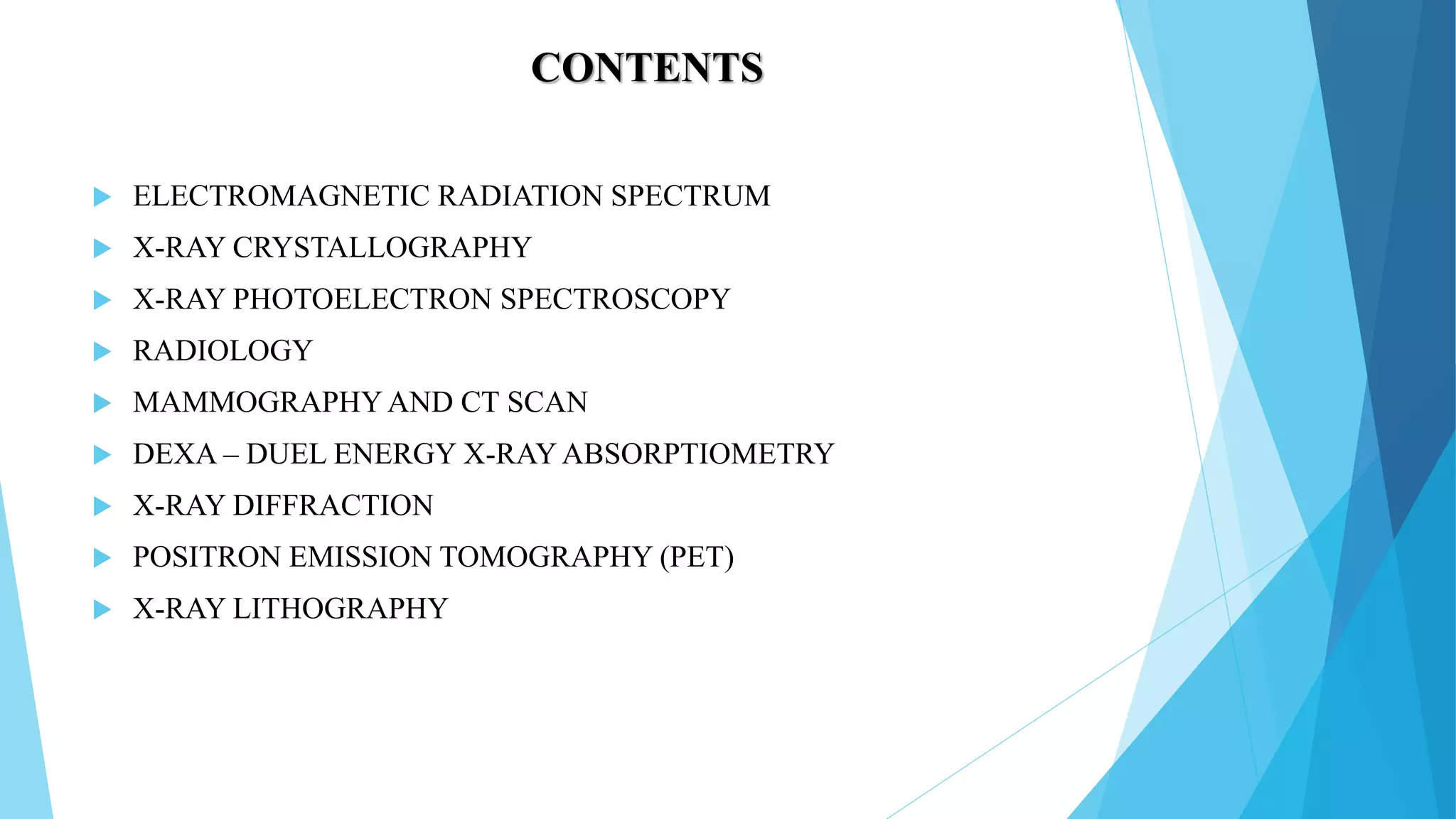 A presentation on X-Ray applications in various fields . | PPTX