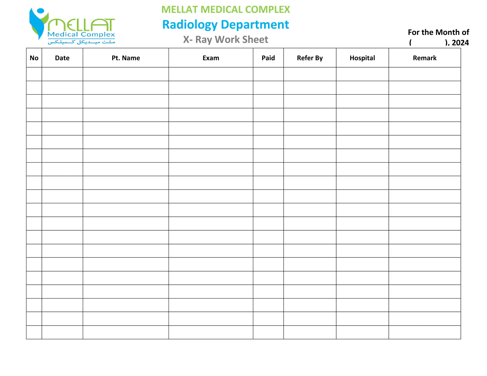 x-ray and ct scan registration sheet for the year of 2024t | PPT