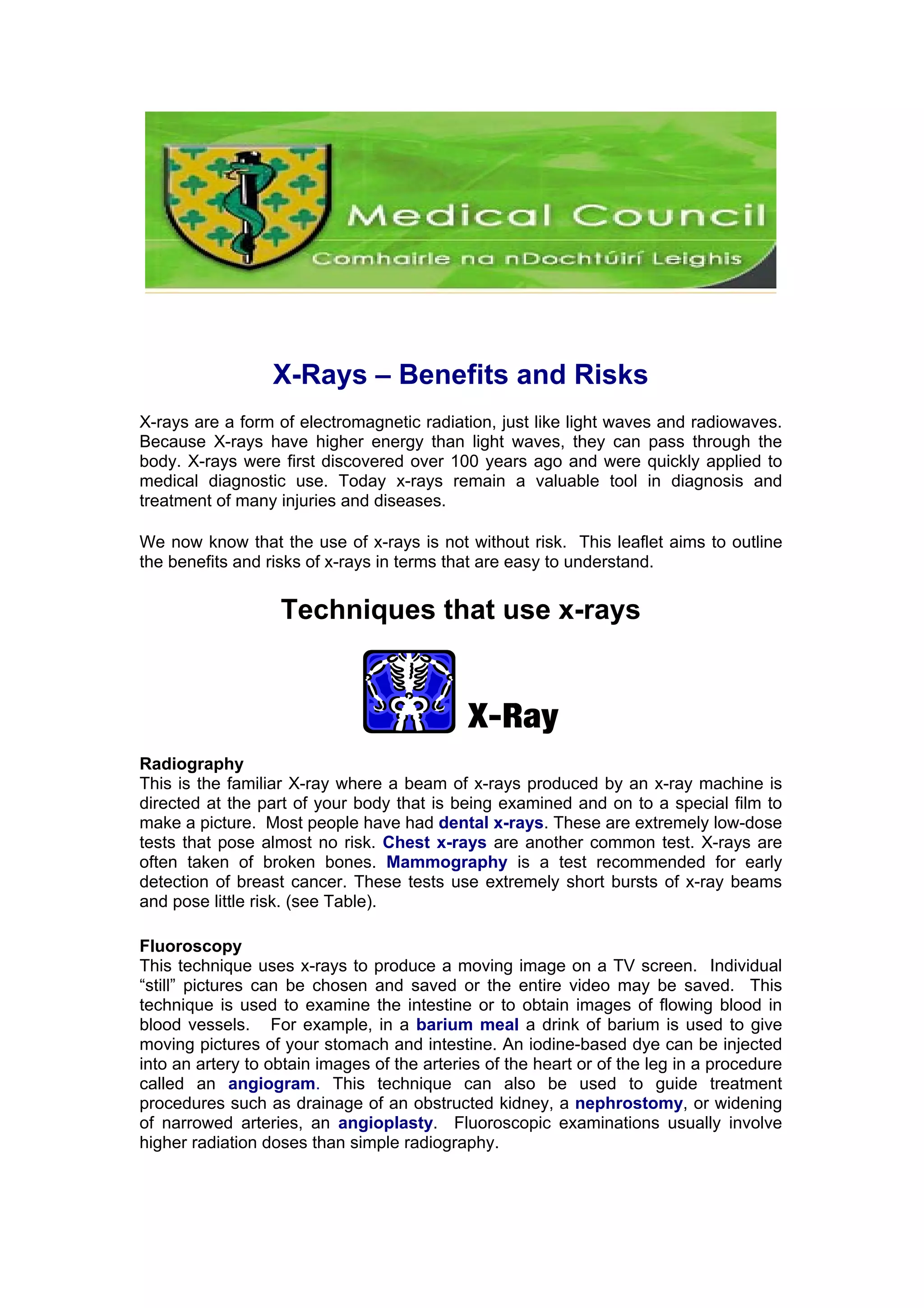 X rays-benefits-and-risks | PDF