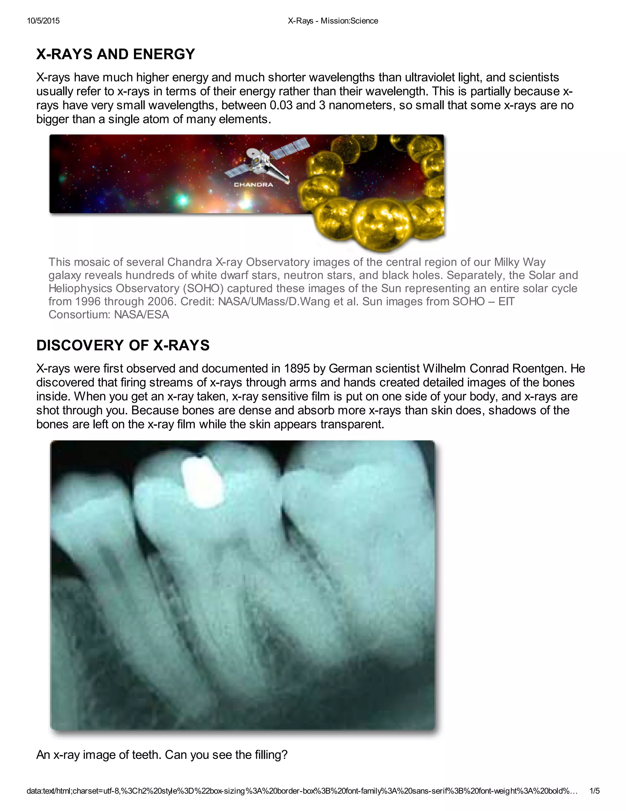 X rays - mission science | PDF