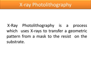 X rays lithography | PDF
