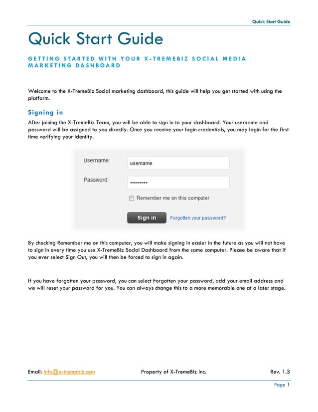 X treme biz quick start guide (1) | PDF