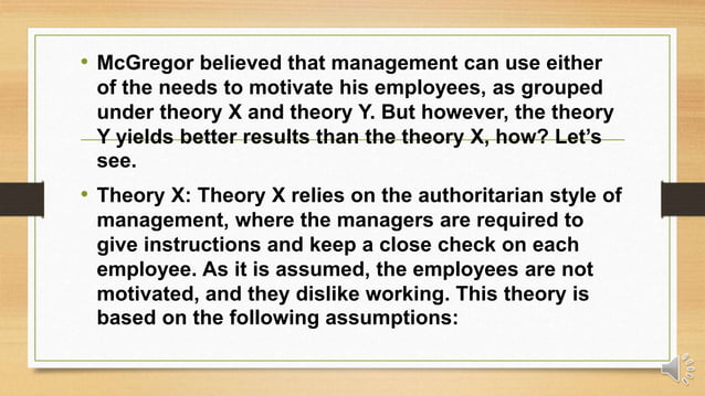 X y theory of management | PPTX | Business | Business and Finance