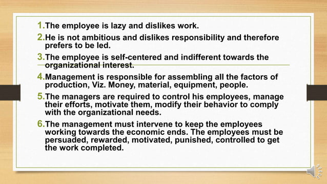 X y theory of management | PPTX | Business | Business and Finance