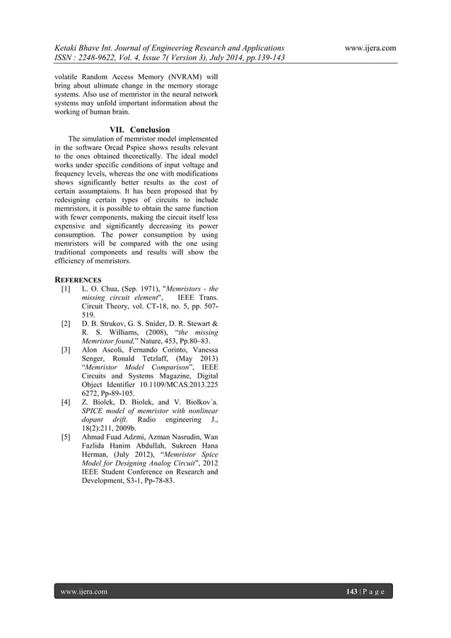 Memristor Modeling Using PSPICE | PDF