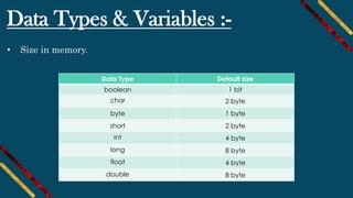 Android course session 1 ( intoduction to java ) | PPT