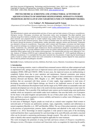 Turbidity and Colour Reduction of Pond Water Using Extracts of ...