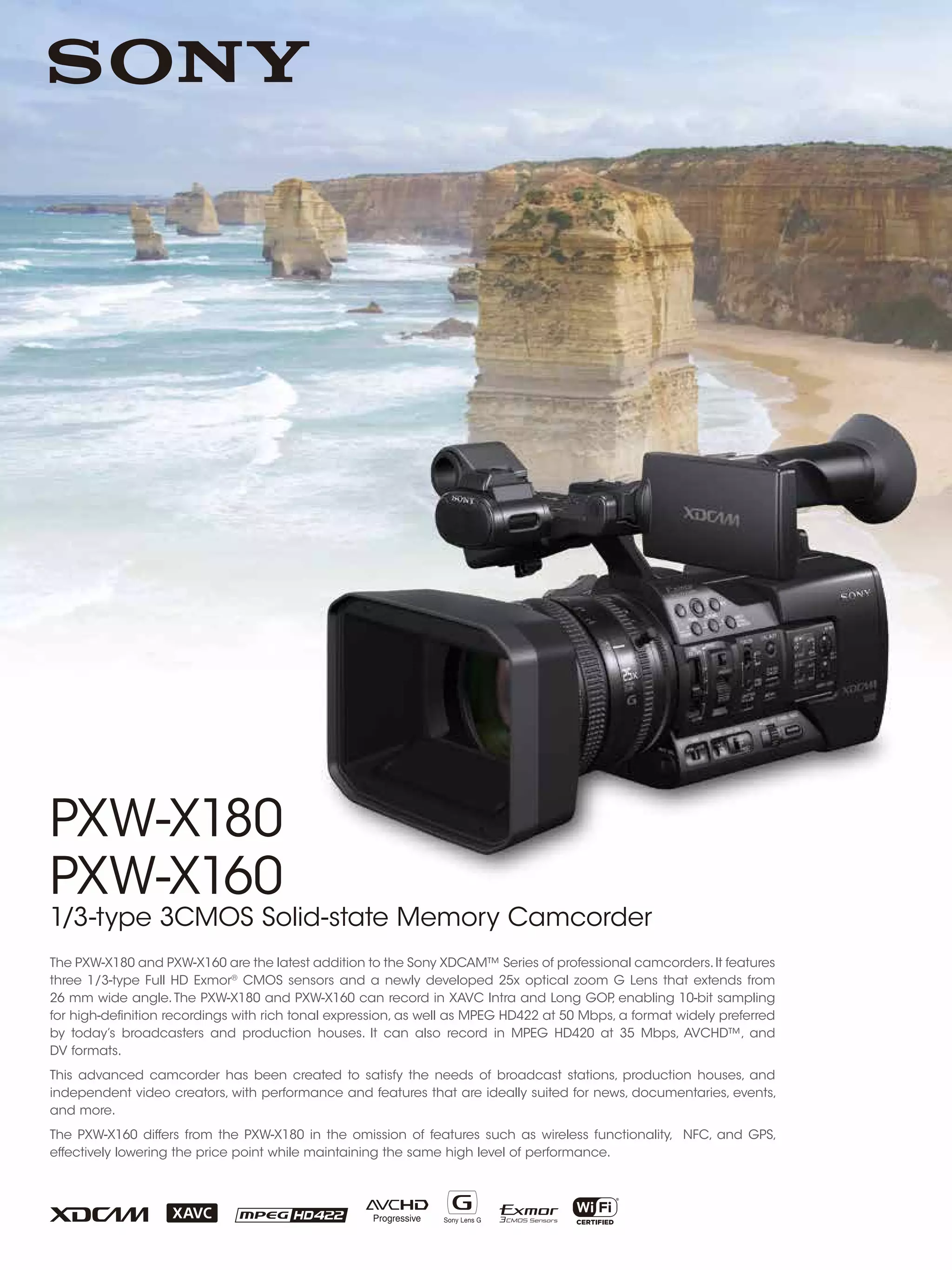 Sony PXW-X160 en PXW-X180 Camcorder | PDF