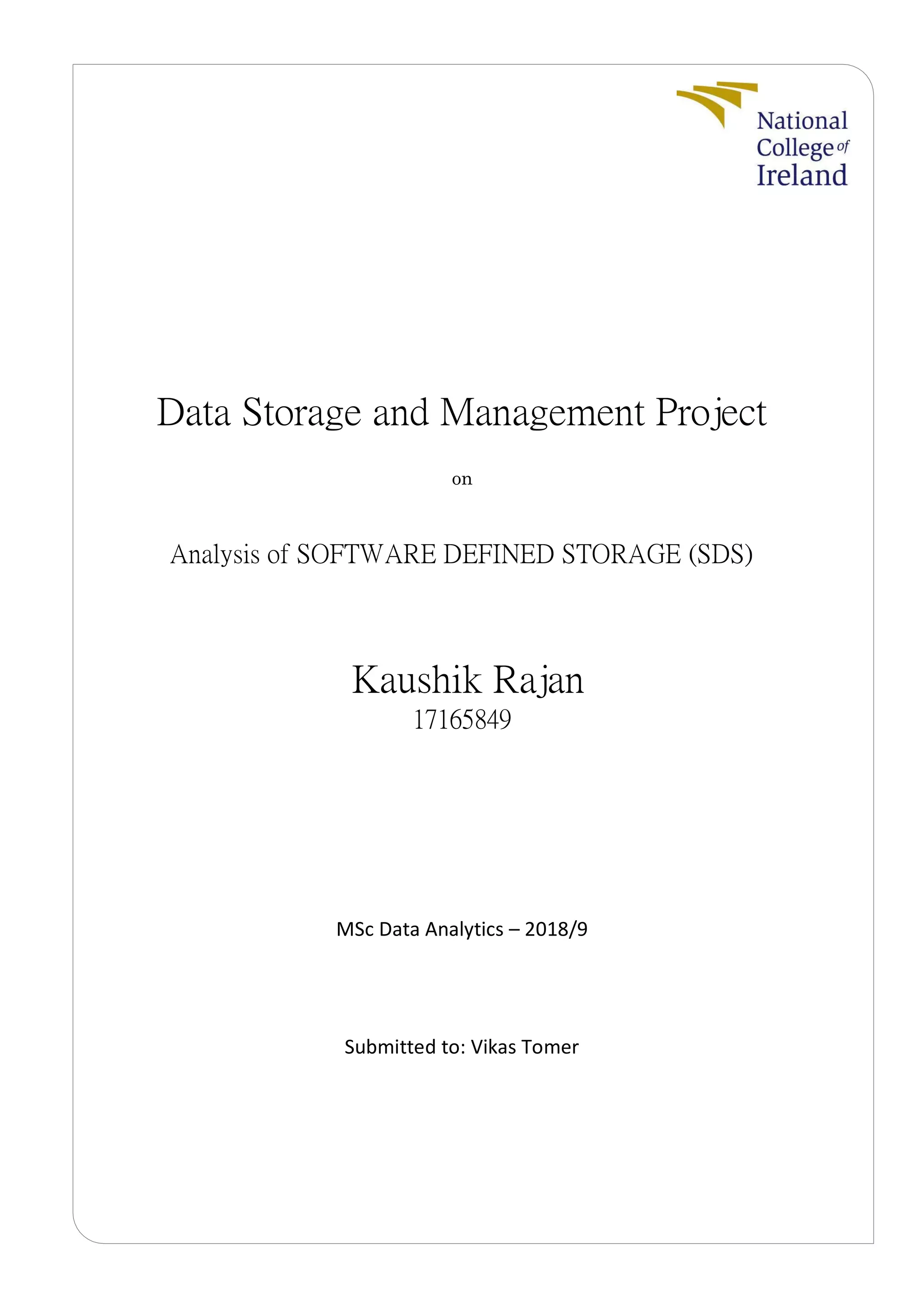 Analysis of SOFTWARE DEFINED STORAGE (SDS) | PDF | Operating Systems ...