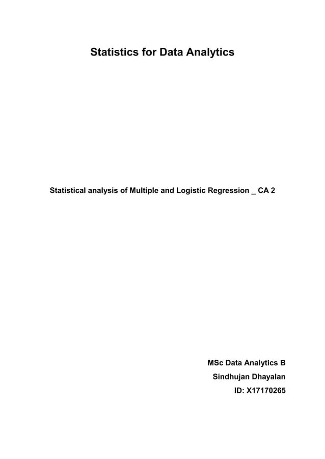 Statistical analysis of Multiple and Logistic Regression | PDF