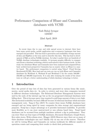 Performance Comparison of HBase and Cassandra | PDF | Databases | Computer Software and Applications