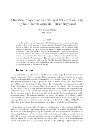 Big Data Analysis of Second hand Car Sales | PDF