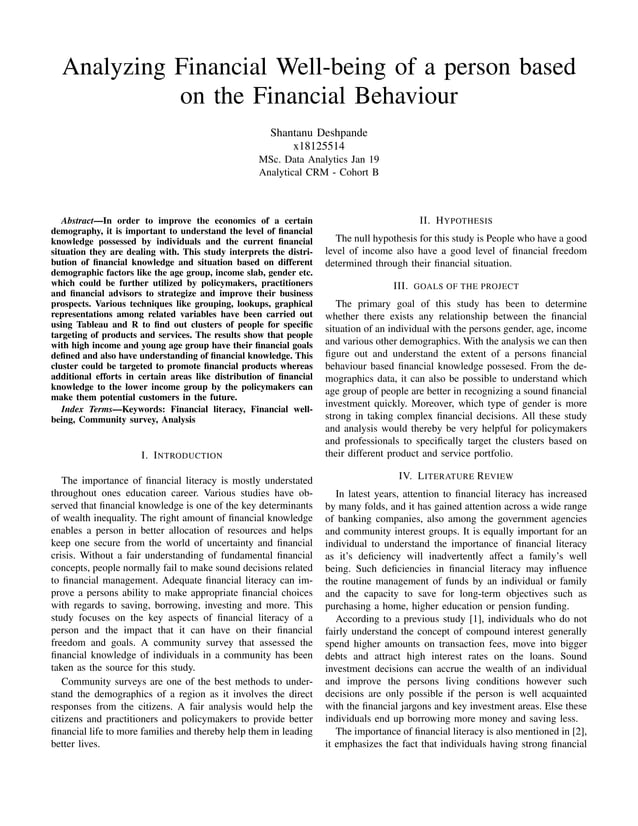 Analyzing financial behavior of a person based on financial literacy | PDF