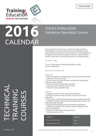 Fedegari Training & Education Calendar 2016 | PDF | Pharmaceutical ...