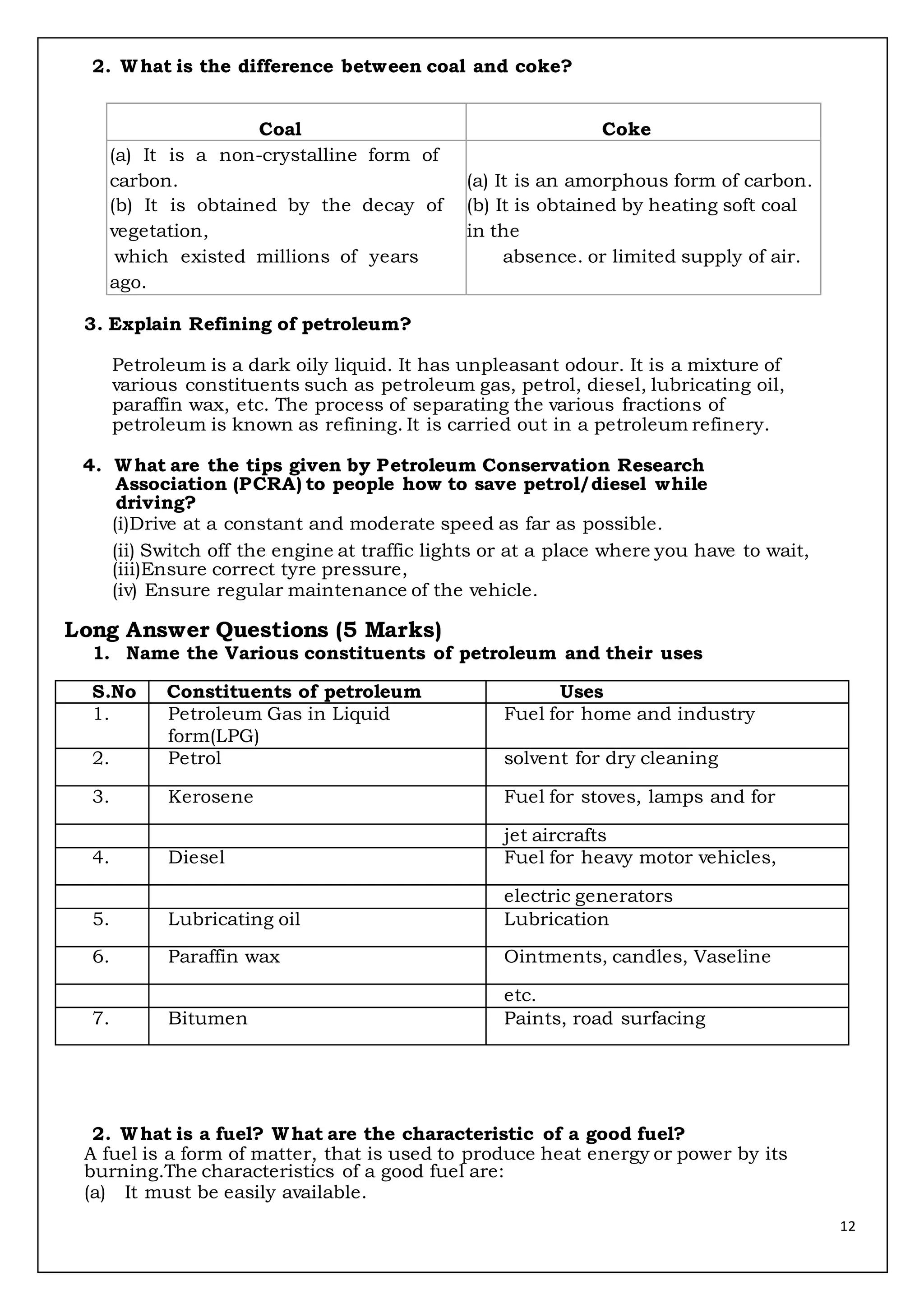 Class-8 science Chapter-2 coal and petroleum | DOCX