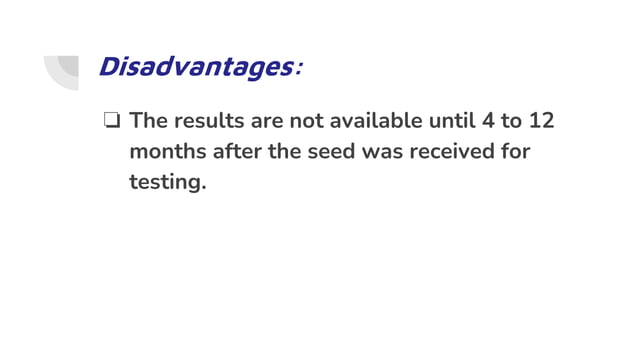 Varietal identificaton through grow-out test and Electrophoresis | PPTX
