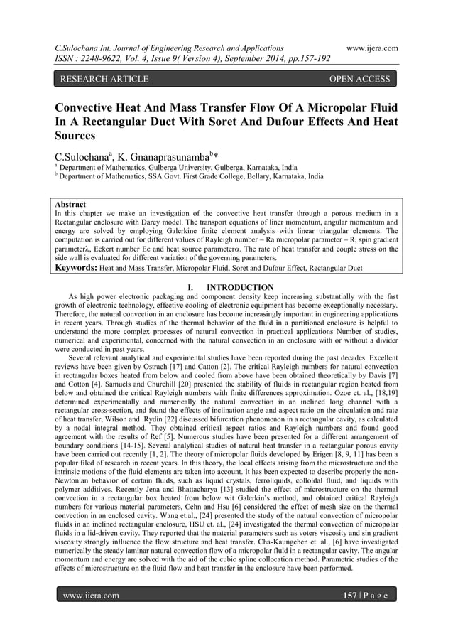 Convective Heat And Mass Transfer Flow Of A Micropolar Fluid In A Rectangular Duct With Soret ...