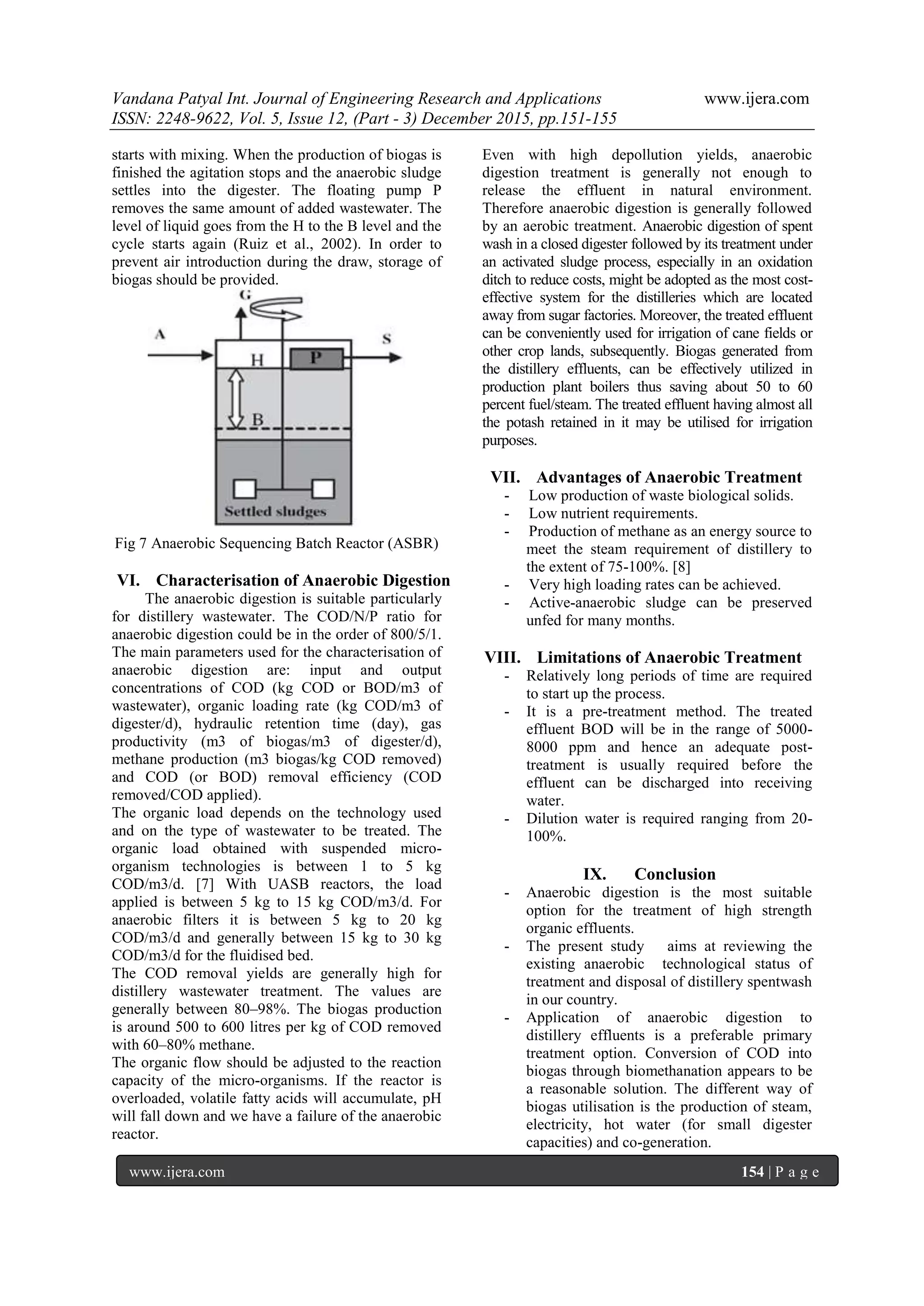 Treatment of Distillery Wastewater by Anaerobic Methods | PDF