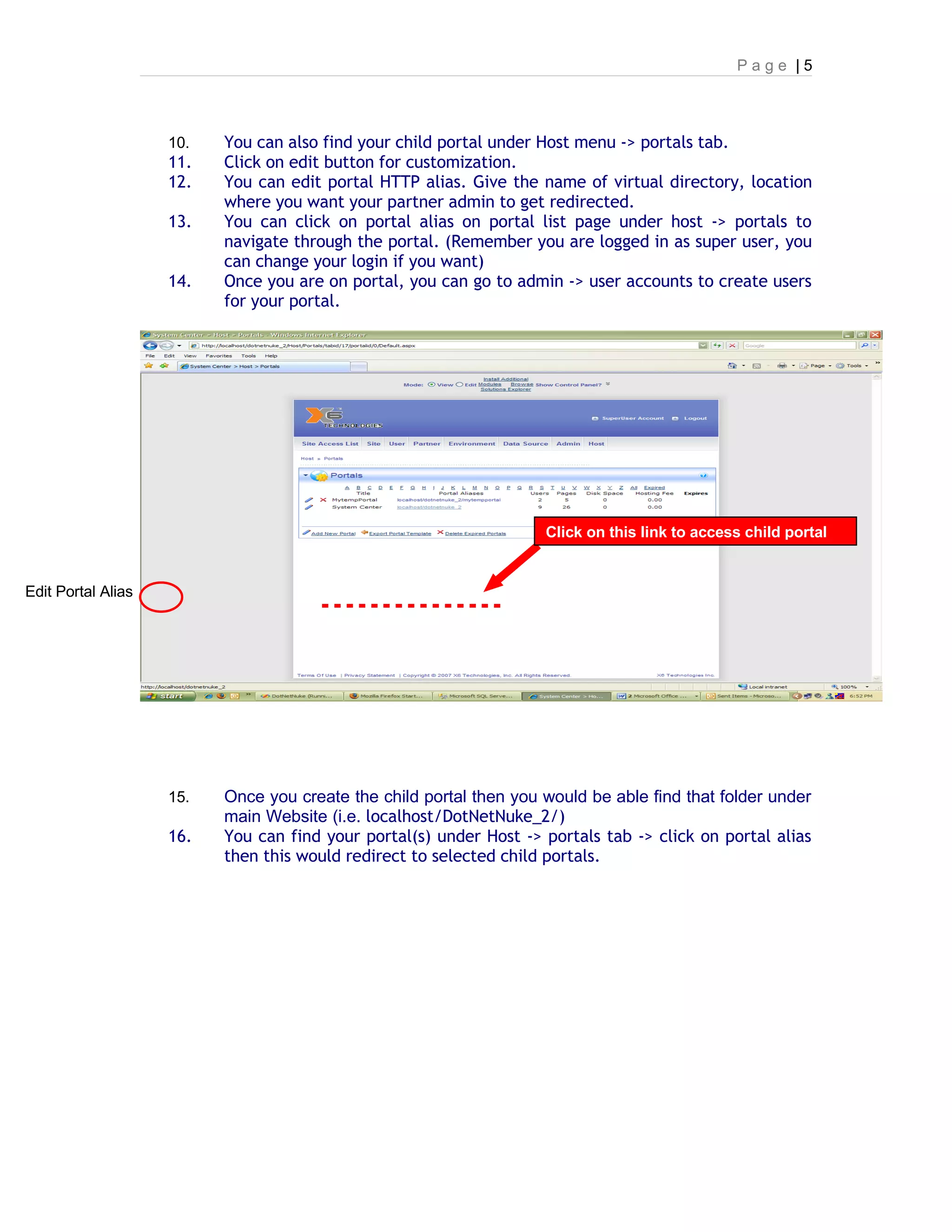 DotNet Nuke Document To Create Child Portal | DOC