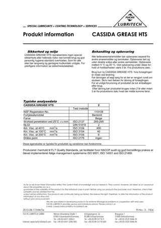 Tds cassida grease hts 2 dk | PDF