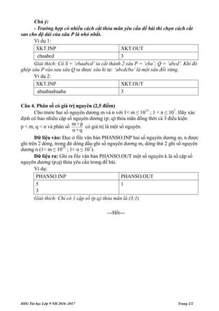 Chọn HSG lớp 9 - Đà Nẵng NH 2016-2017 | PDF