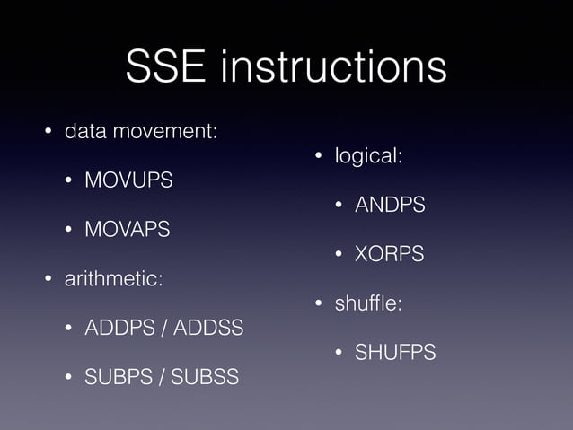 X86 SIMD Instructions | PDF | Computing | Technology & Computing