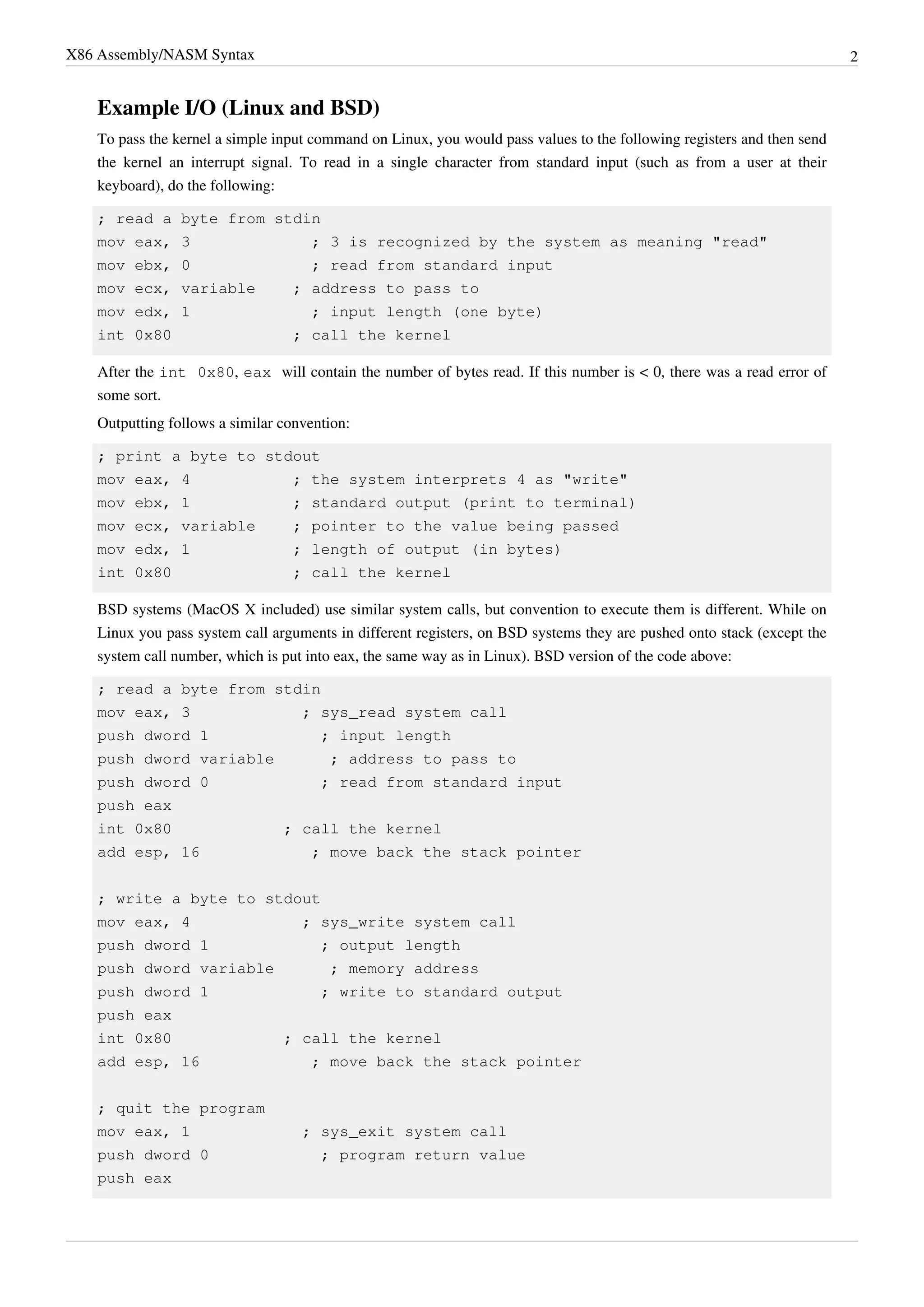 X86 assembly nasm syntax | PDF