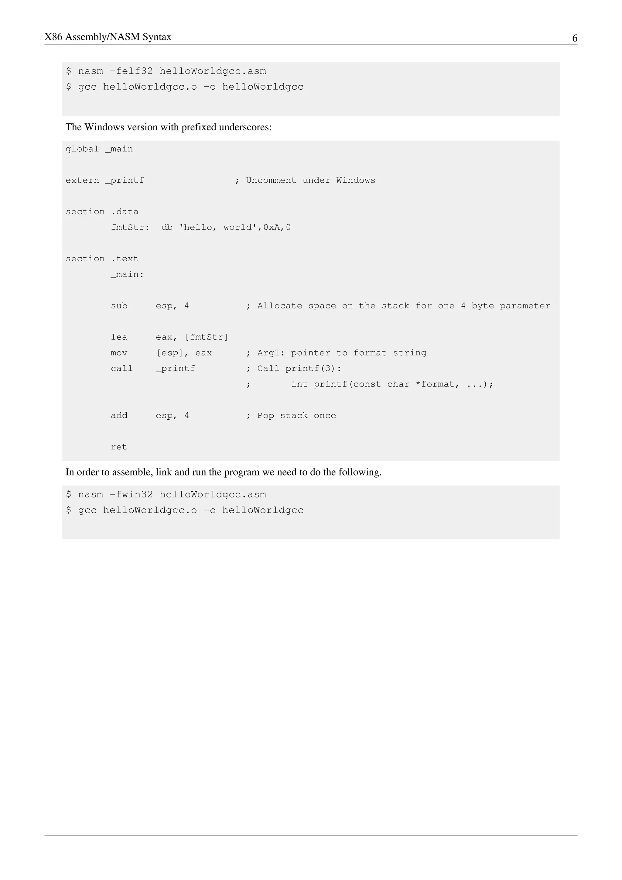 X86 assembly nasm syntax | PDF