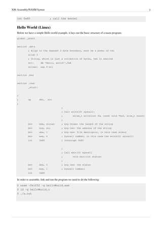 X86 assembly nasm syntax | PDF