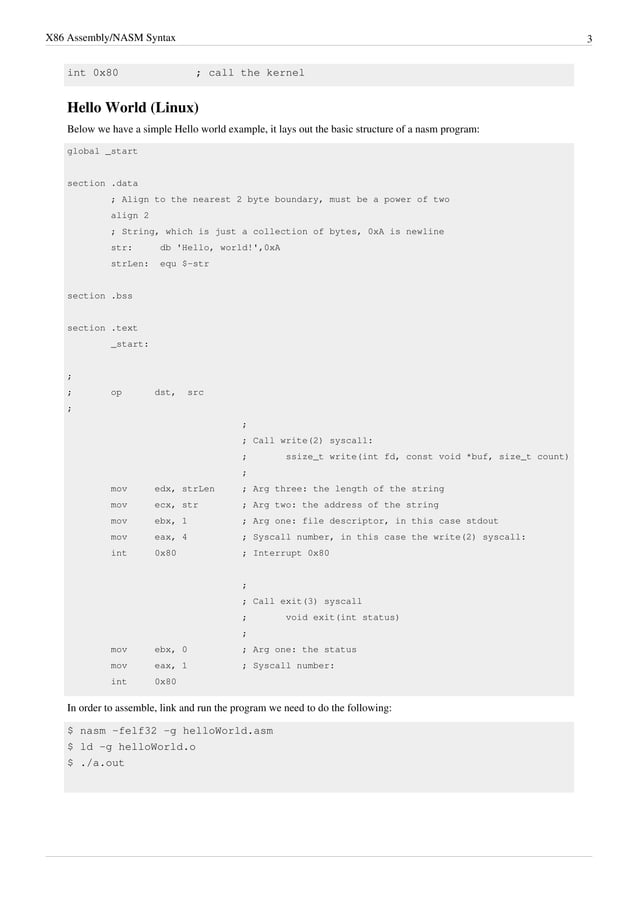 X86 assembly nasm syntax | PDF