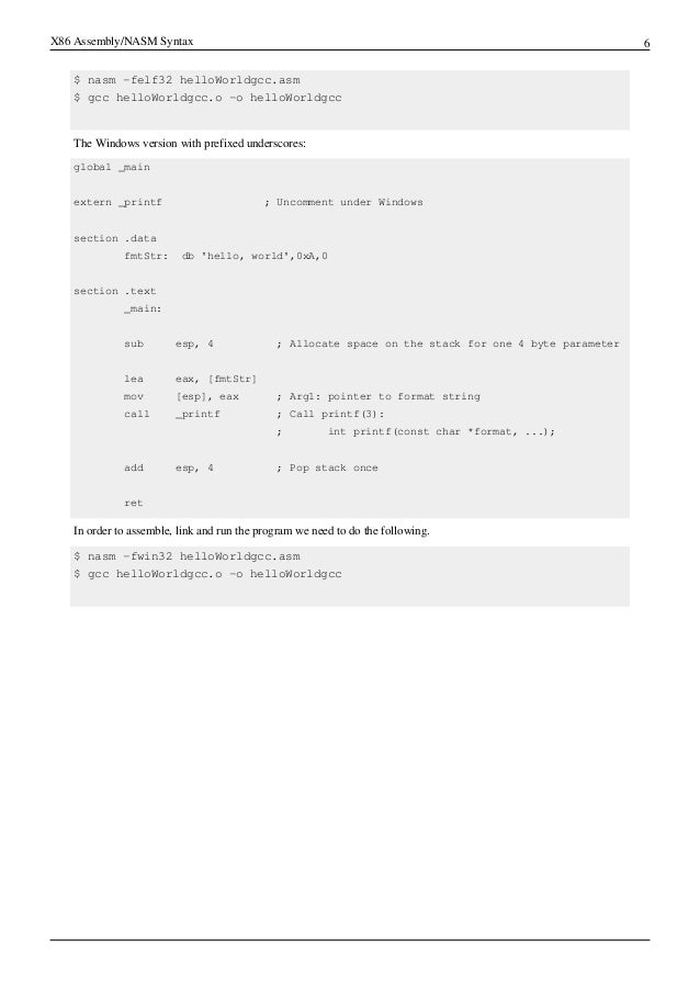 X86 Assembly Nasm Syntax
