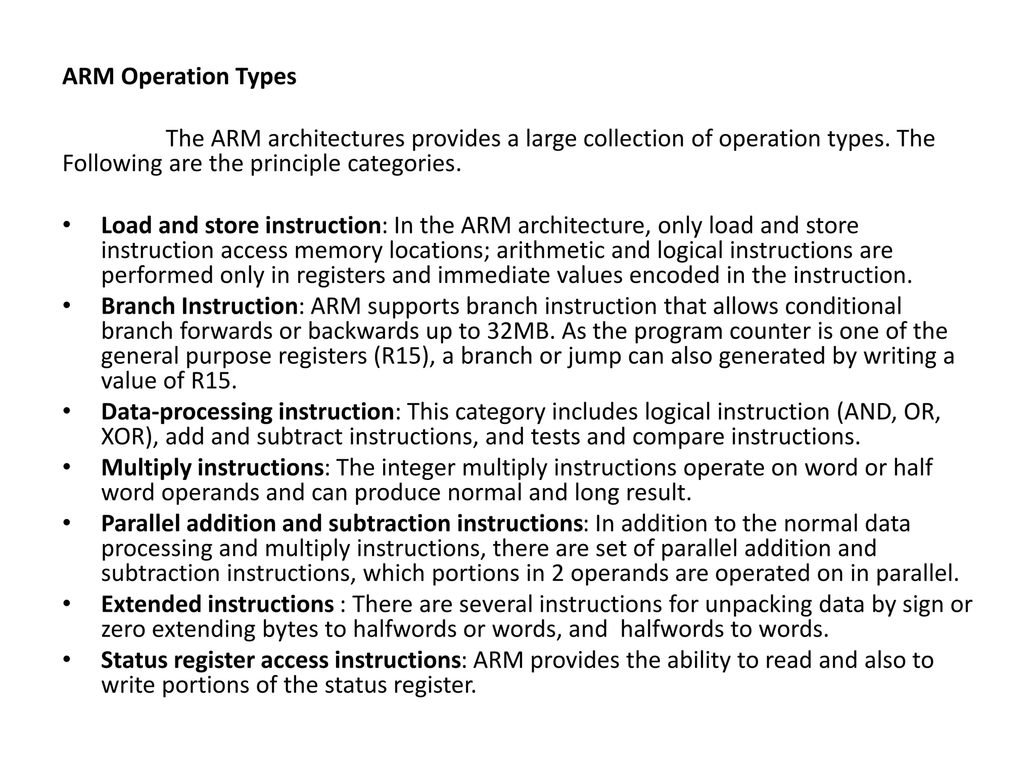 X86 operation types | PPTX | Programming Languages | Computing