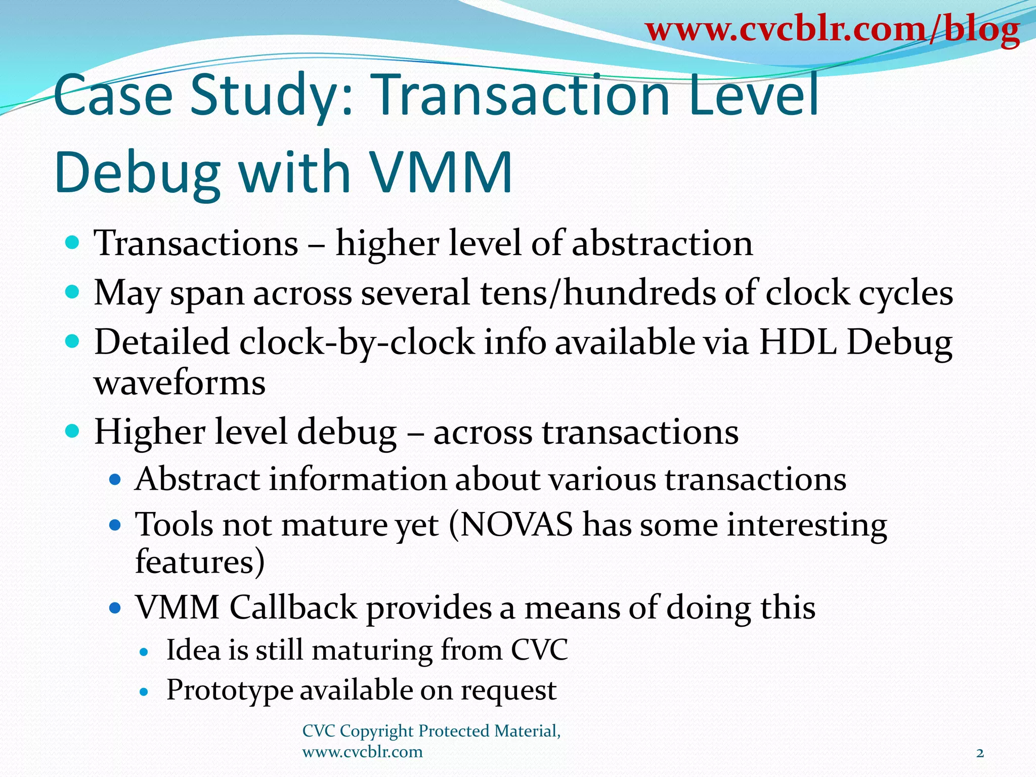 Transaction Level Debug with SystemVerilog VMM & Verdi | PPSX