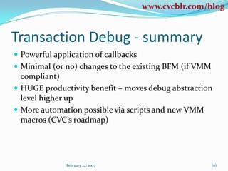 Transaction Level Debug with SystemVerilog VMM & Verdi | PPSX
