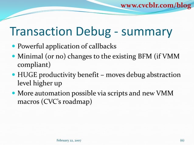 Transaction Level Debug with SystemVerilog VMM & Verdi | PPSX