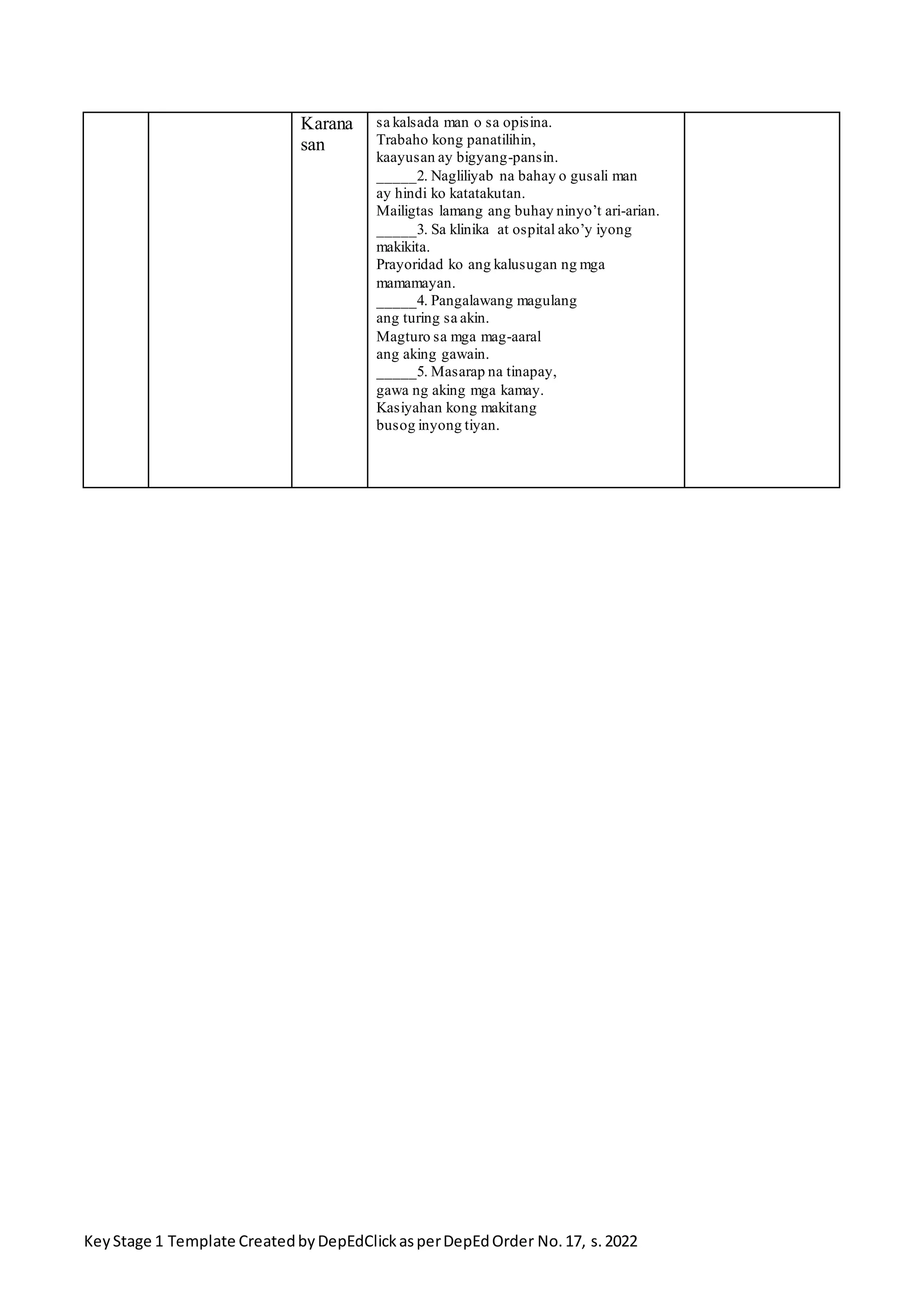 Weekly plan Grade 2 Q1 | DOCX