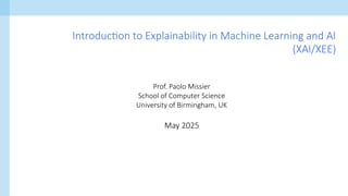 A simple Introduction to Explainability in Machine Learning and AI (XAI) | PPT