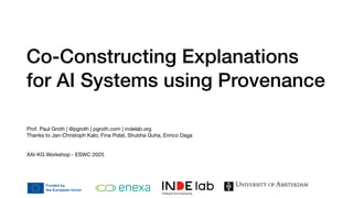 Co-Constructing Explanations for AI Systems using Provenance | PDF